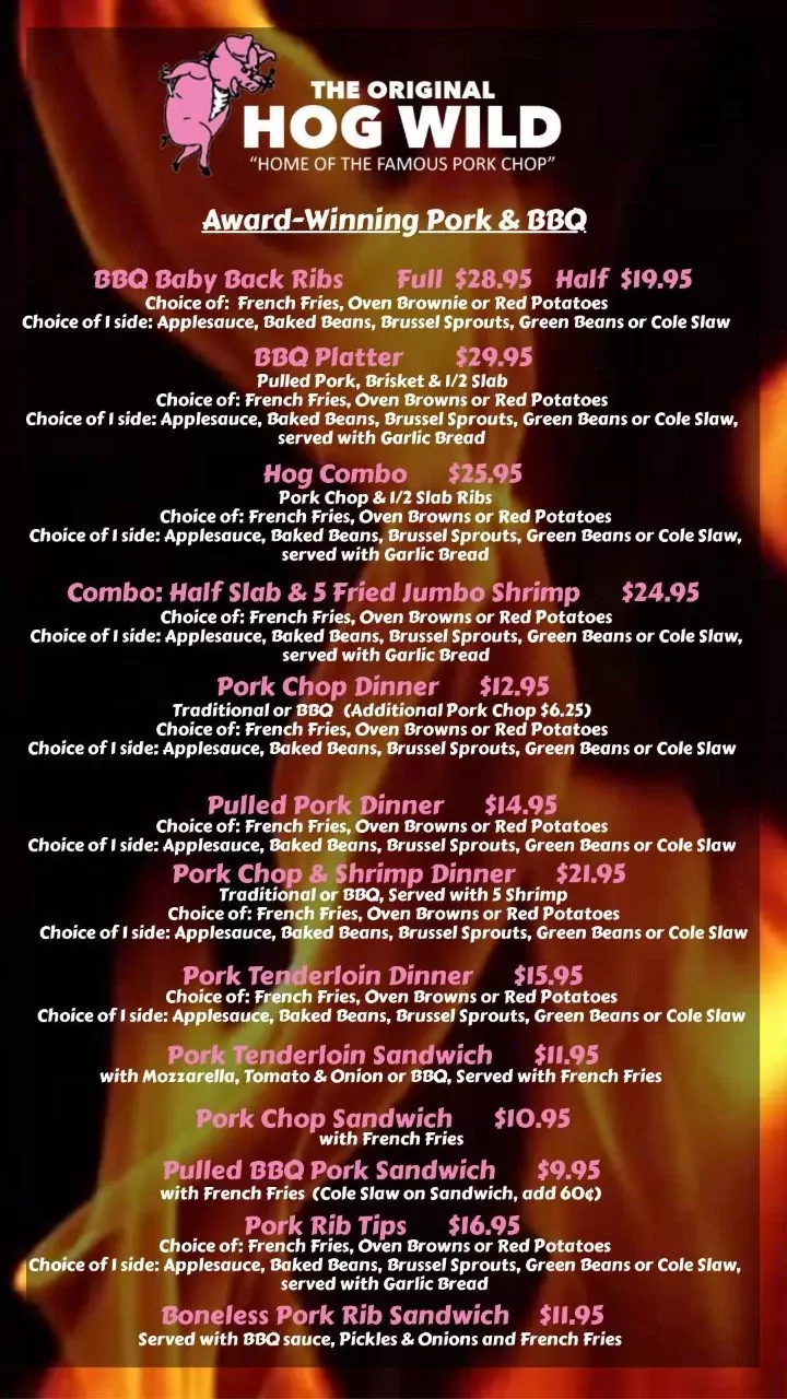 Menu Page | Hog Wild - Oak Lawn